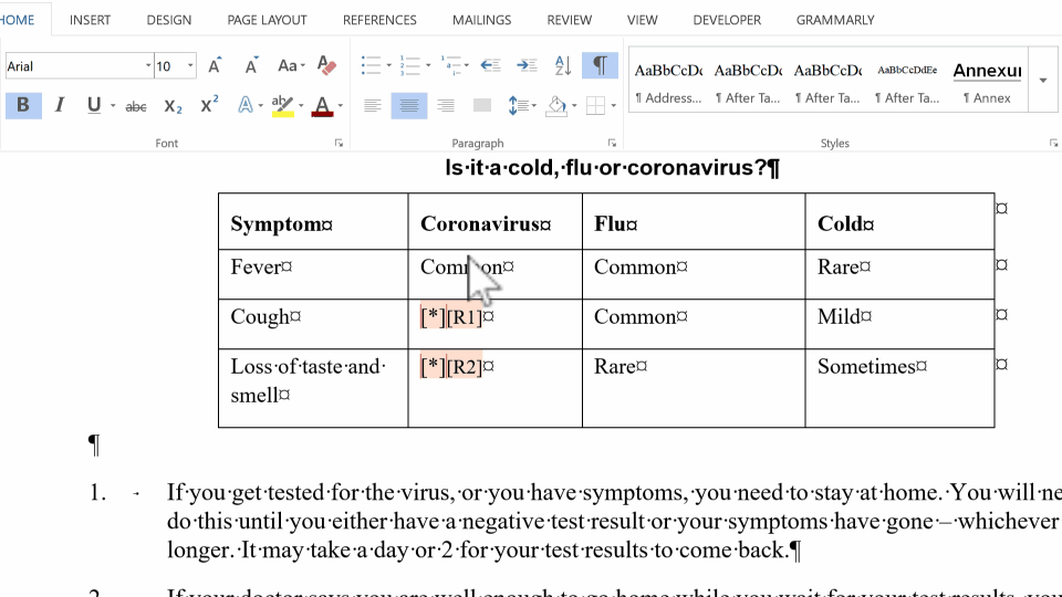 Content Controls In Tables